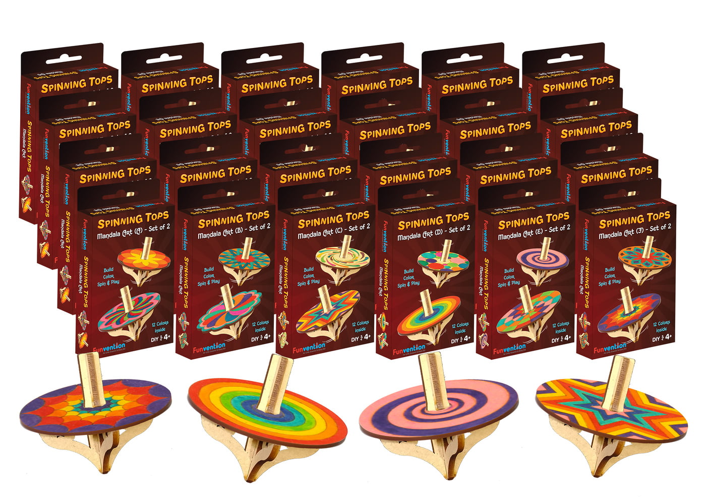 Spinning Tops (Mandala Art) - Pack of 24 - Birthday Return Gift Pack